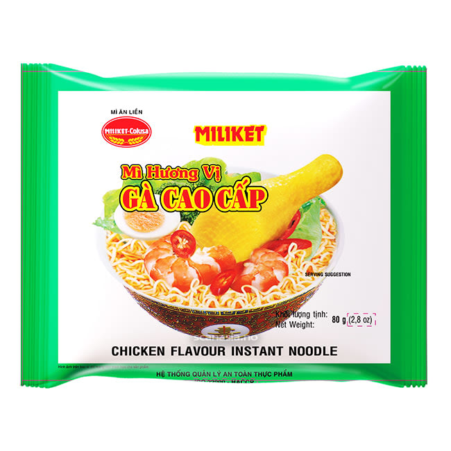 MILIKET Premium Chicken Flavor Instant Noodles 30x80g Velkommen