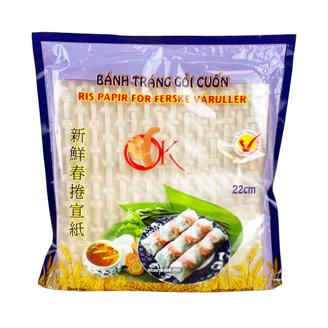 OK Rice Paper Premium Square 22cm 50x400g Velkommen