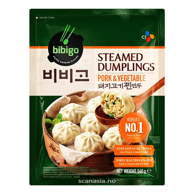 BIBIGO Steamed Dumpling Pork & Vegetable 15x560g FROZEN Velkommen