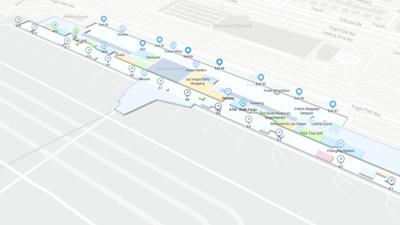 Harry Reid/Las Vegas Airport (LAS) Map - Terminals 1 & 3 Map