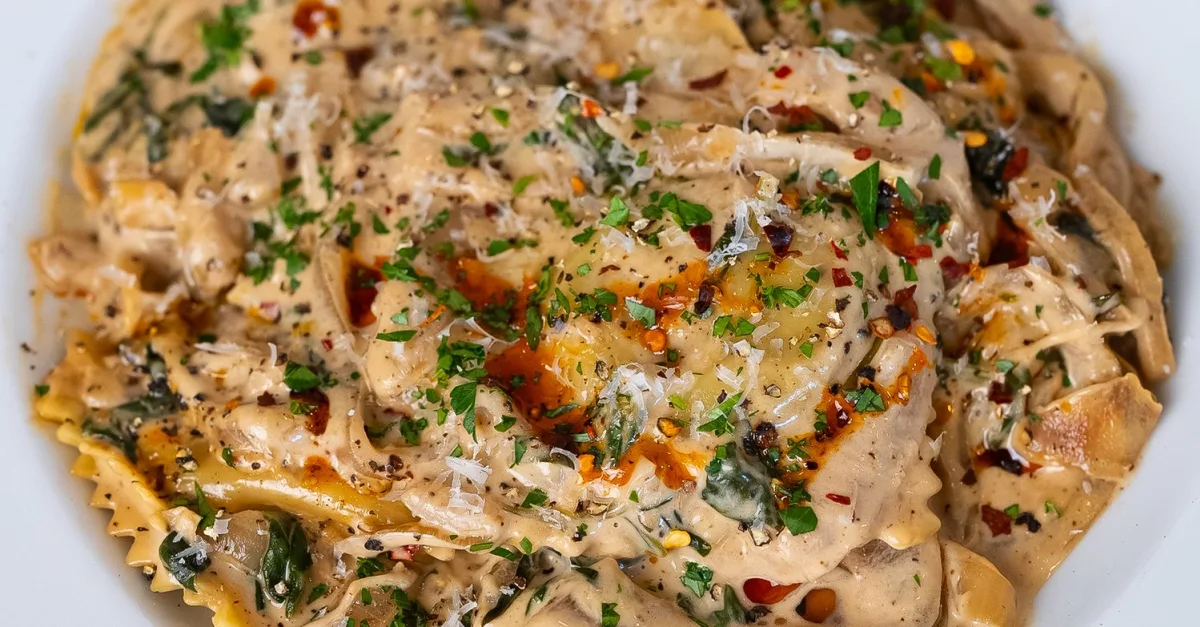 Ravioli with Caramelized Onion Sauce by breadbakebeyond