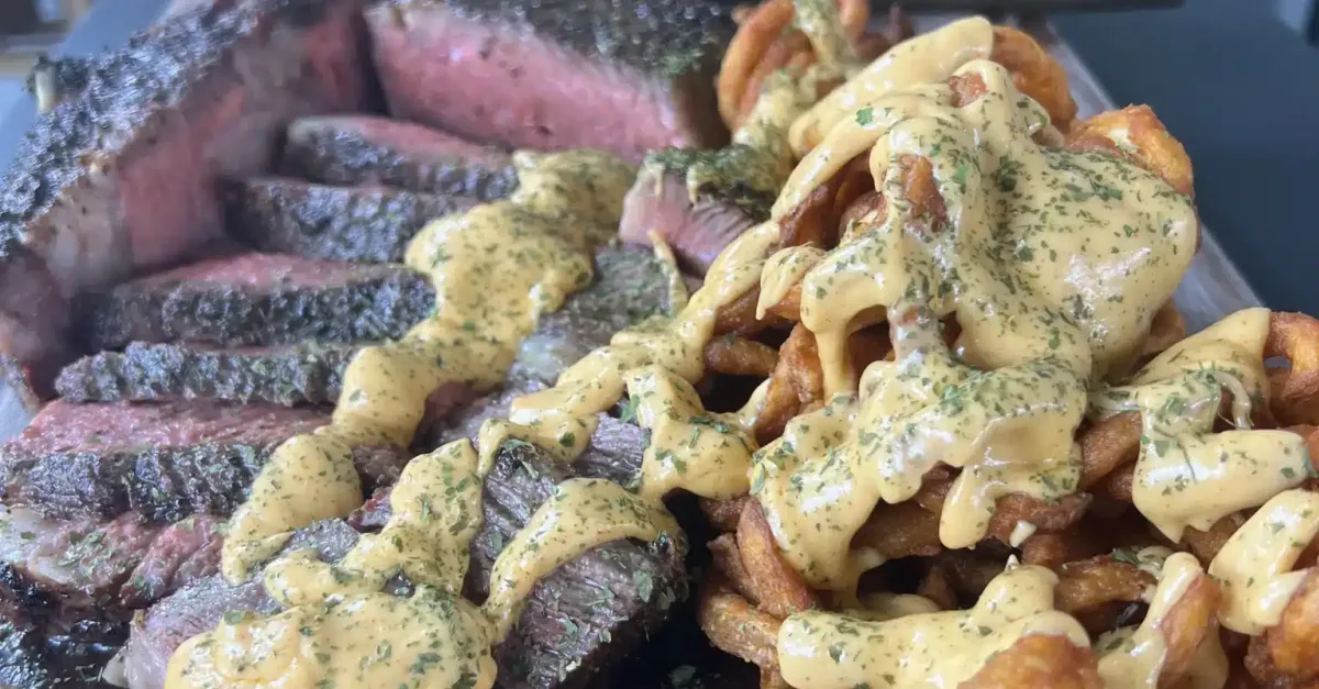 Grilled Tomahawk Steak with Curly Fries and Cheese Sauce | Provecho