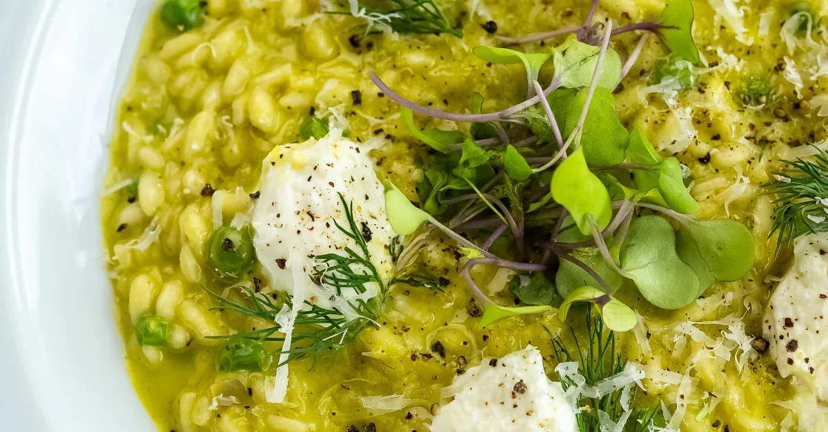 Basil, Leek & Goat Cheese Risotto by breadbakebeyond