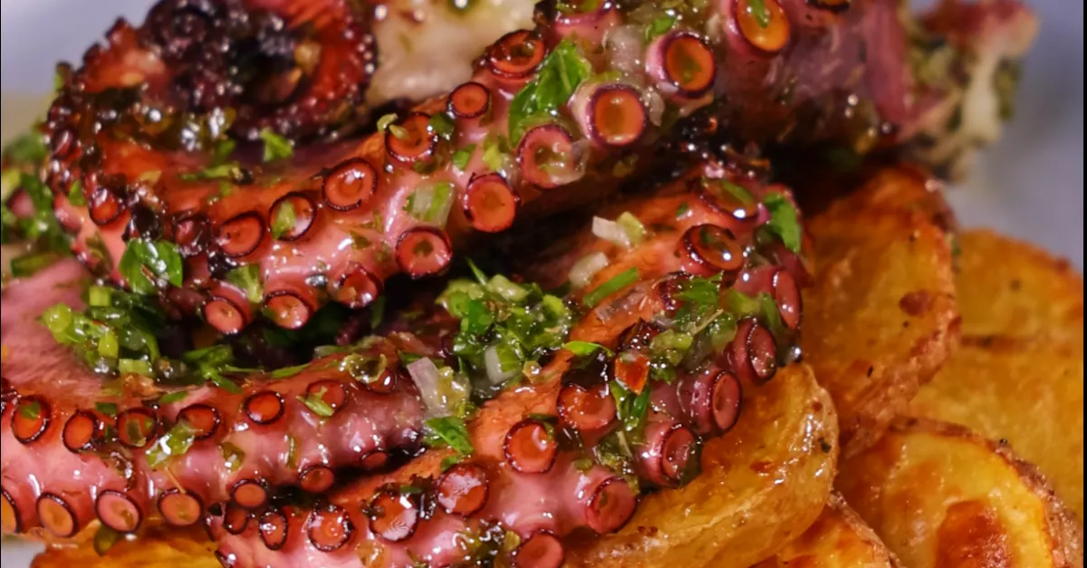 Grilled Octopus with Chimichurri and Air Fried Crispy Potatoes by alinapro