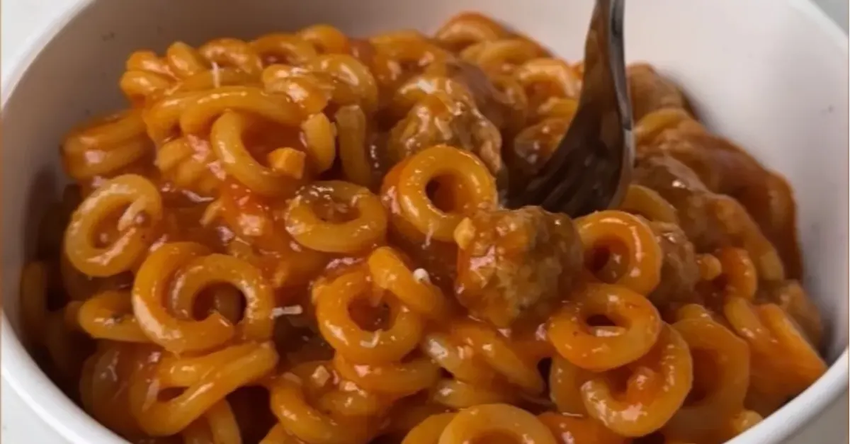 Homemade Spaghettios & Sausage Meatballs by kimthefoodie