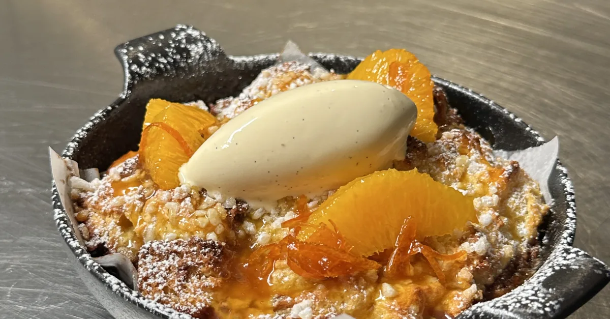 Caramelised Panettone Custard Pudding with Citrus & Chocolate Foam by ...