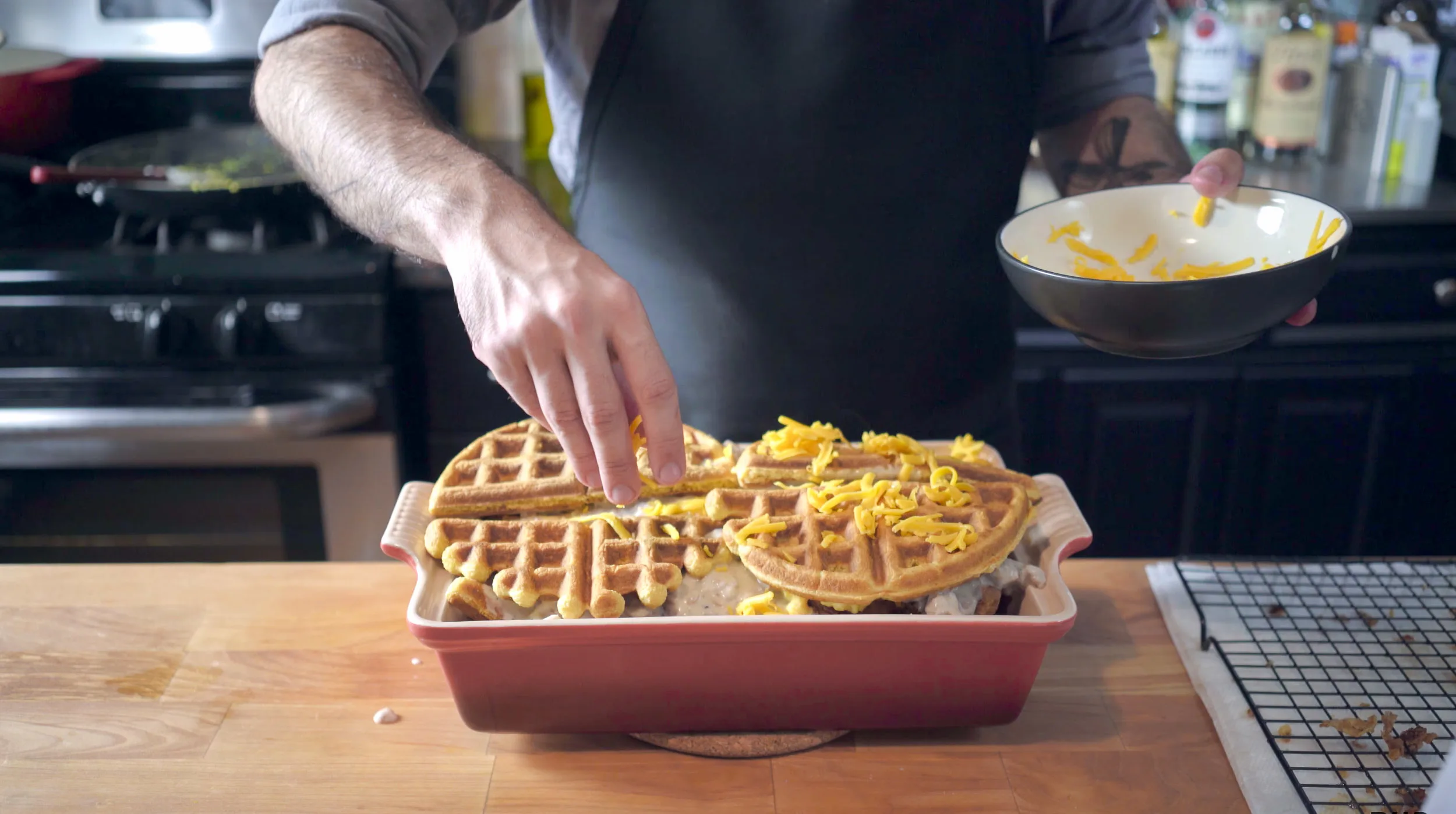 Fried Chicken & Waffle Breakfast Lasagna inspired by The Boondocks | Babish
