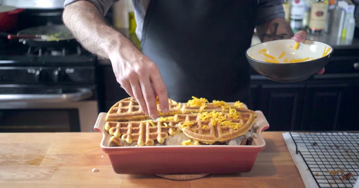 Fried Chicken & Waffle Breakfast Lasagna inspired by The Boondocks | Babish