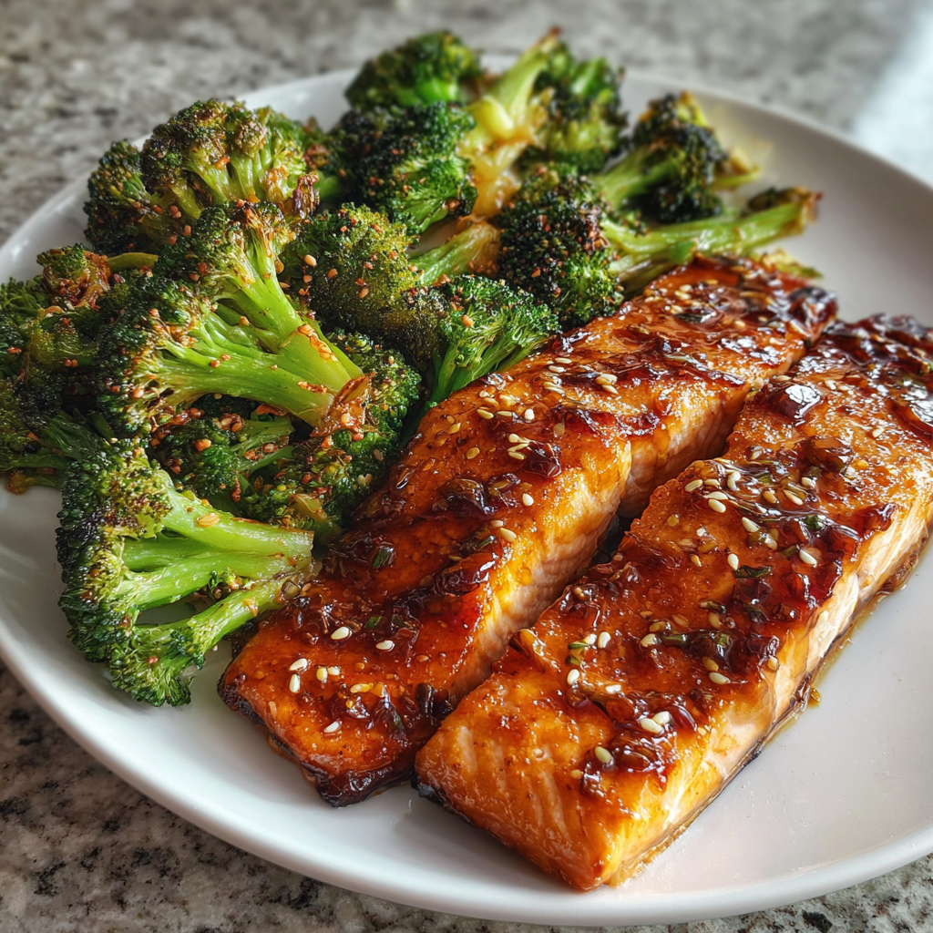 Miso Glazed Salmon with Sesame Broccoli - Easy Recipe on Leckere Recipes