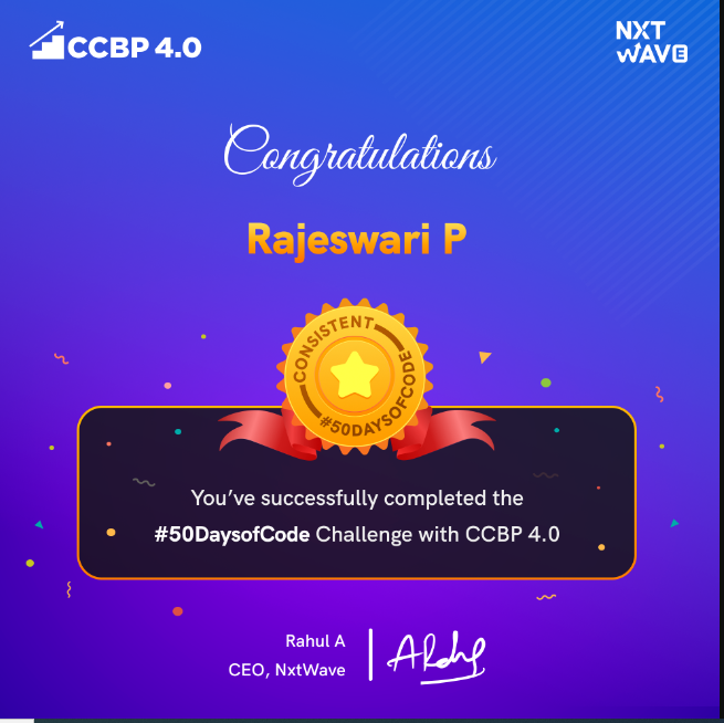 Rajeswari Perni - Aspiring MERN Stack Developer | CCBPian at NxtWave | Python, SQL, React JS ...