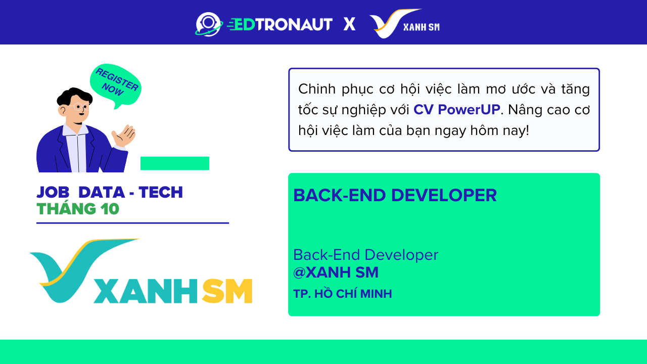 Tuyển Dụng Nhân Sự Back-end Developer Tại XANH SM | Edtronaut