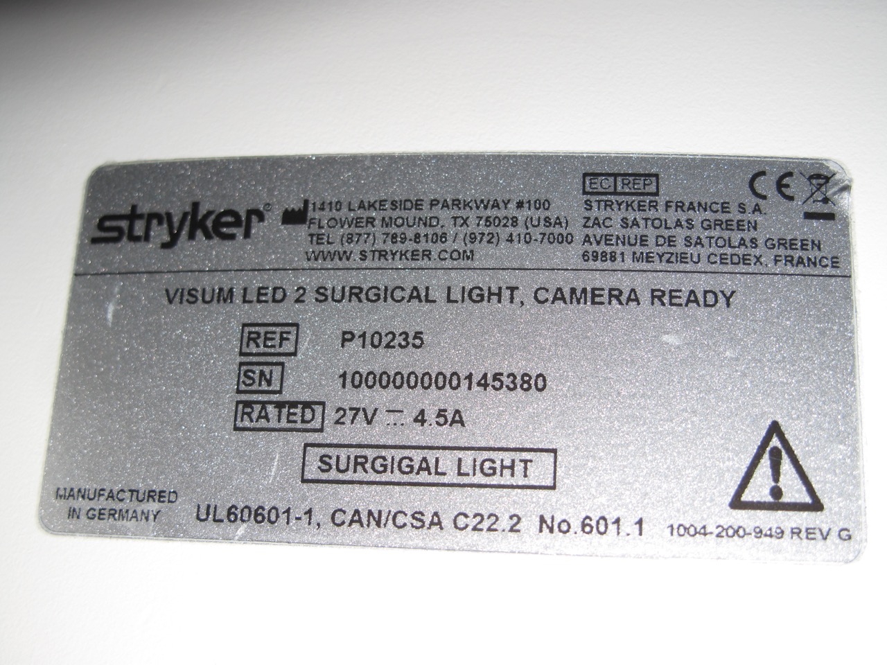 Stryker VISUM II LED Surgical Light - Surplus Marketplace