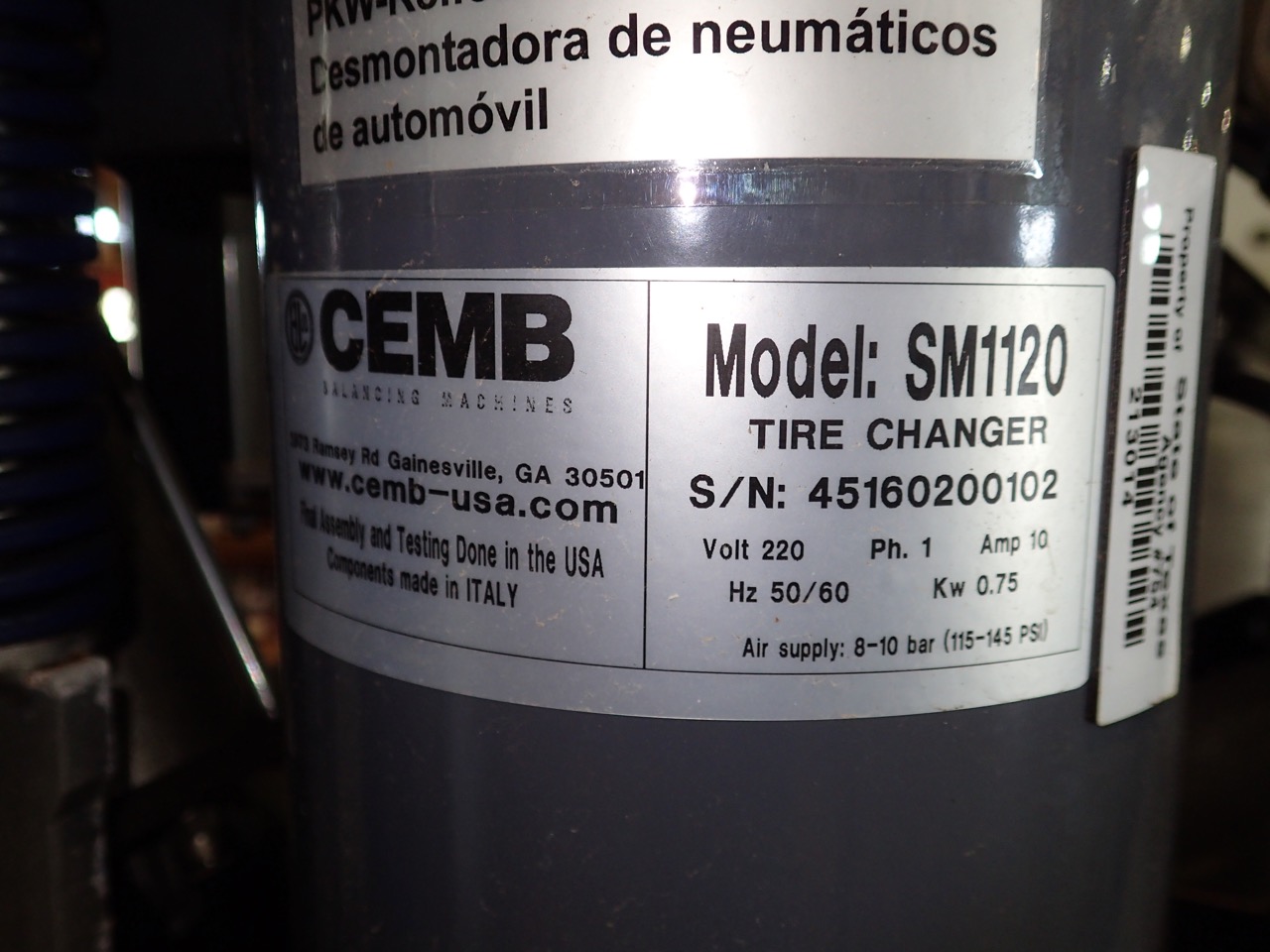 CEMB Model SM1120 Tire Changer - Surplus Marketplace