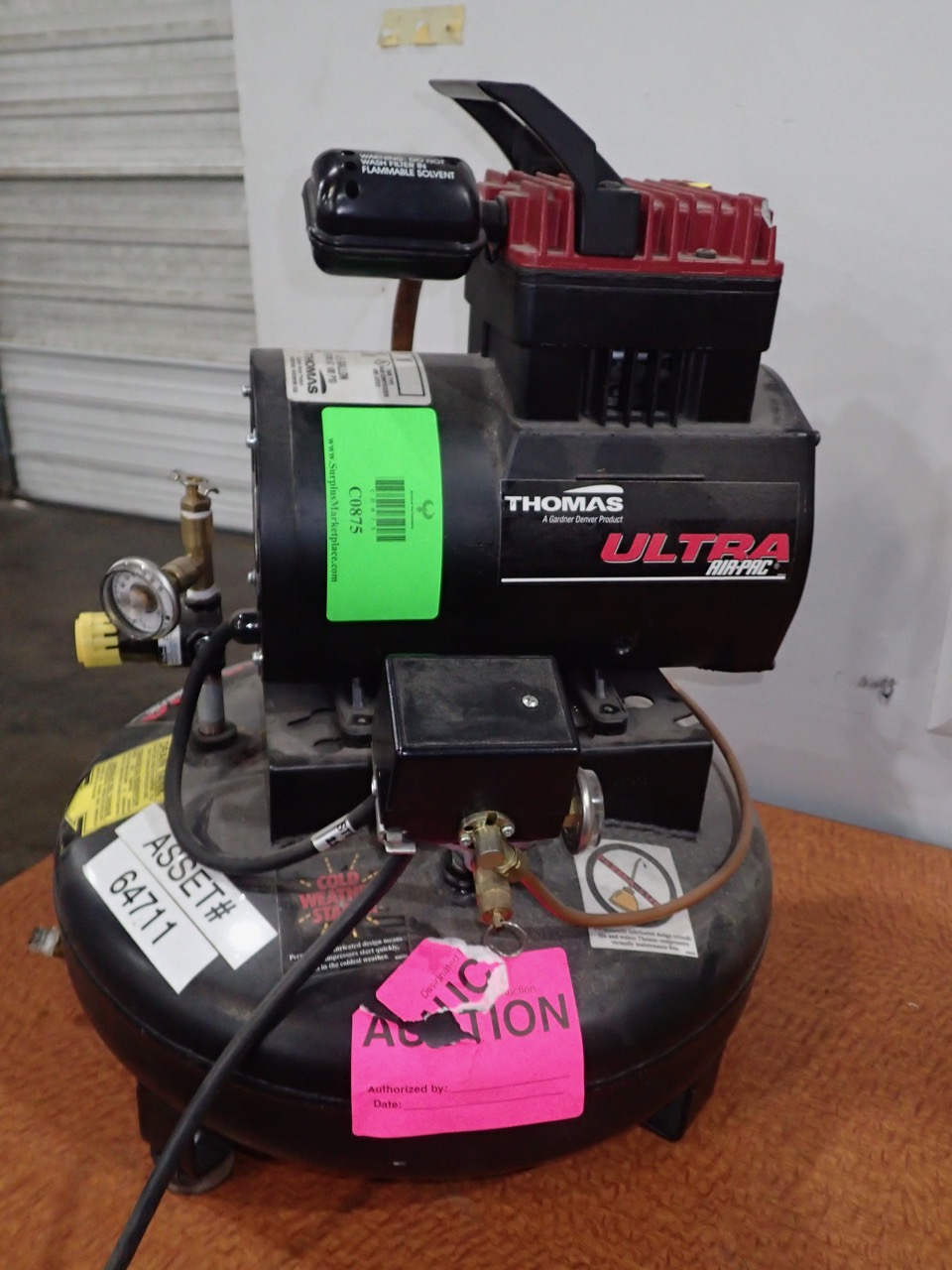 Thomas Ultra Air Pac T-30HP N Pancake Air Compressor 4.5 Gallon ...