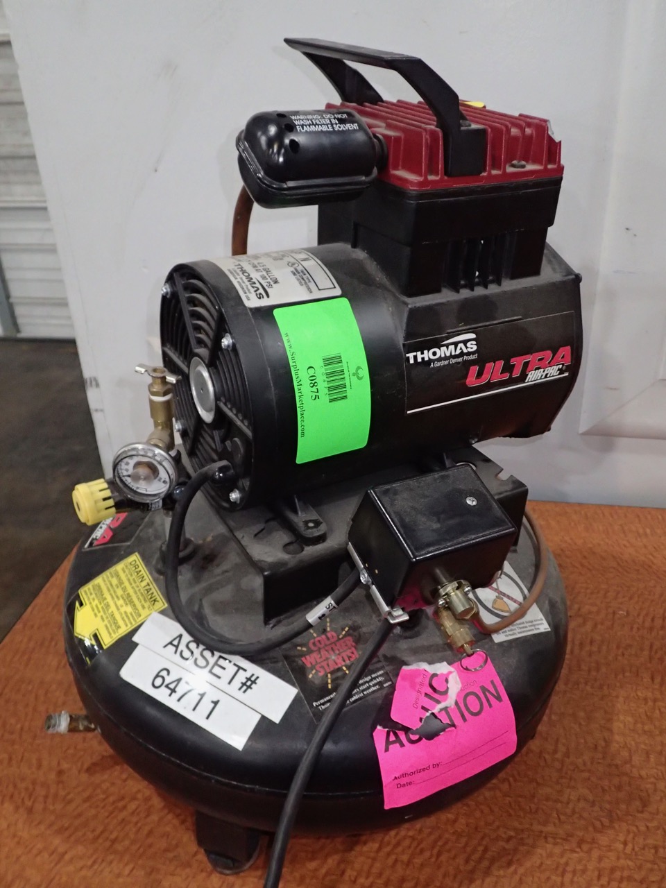 Thomas Ultra Air Pac T-30HP N Pancake Air Compressor 4.5 Gallon ...