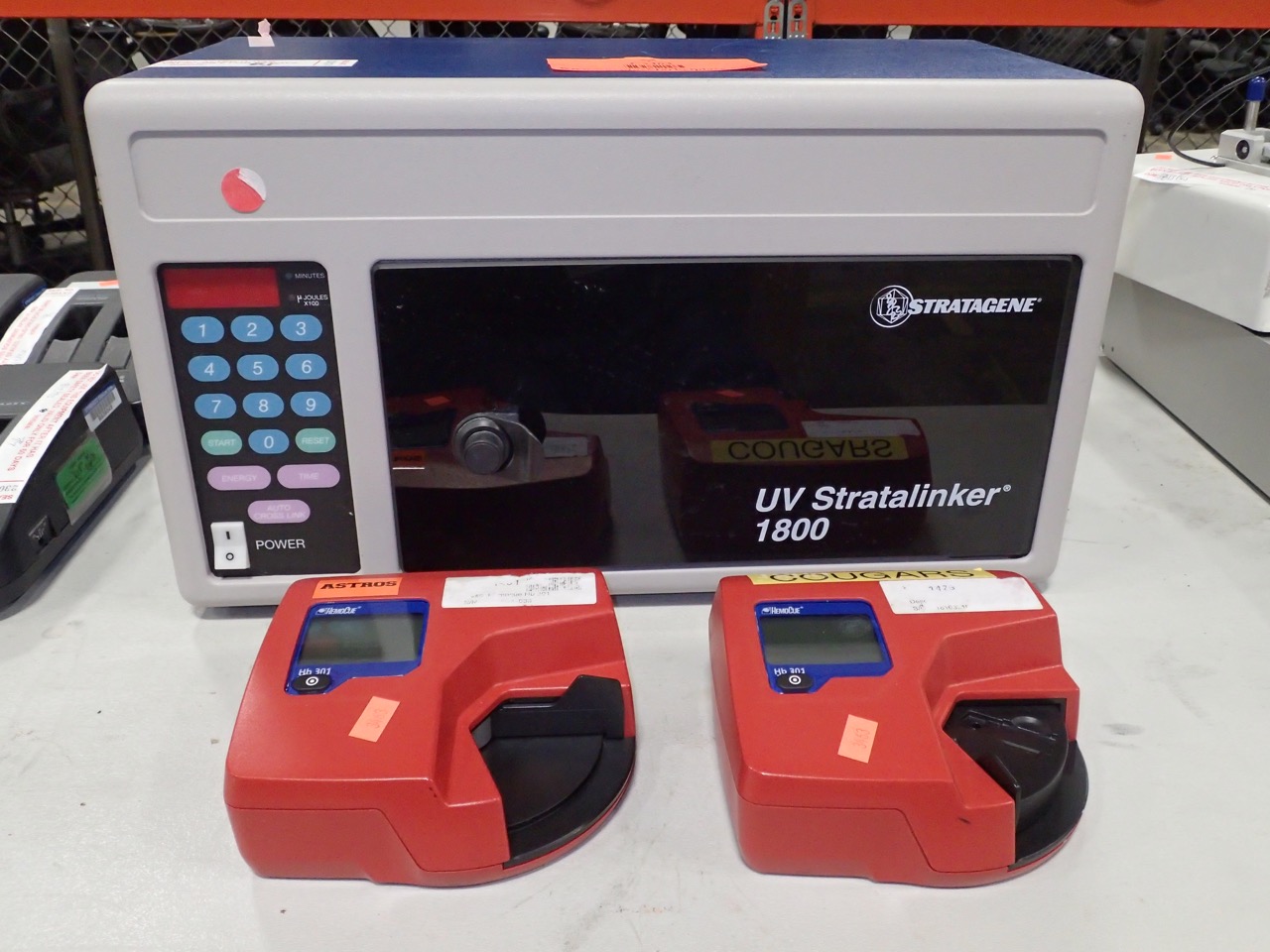 (1) Stratagene UV Stratalinker Crosslinker 1800 With (2) Hemocue HB300 ...