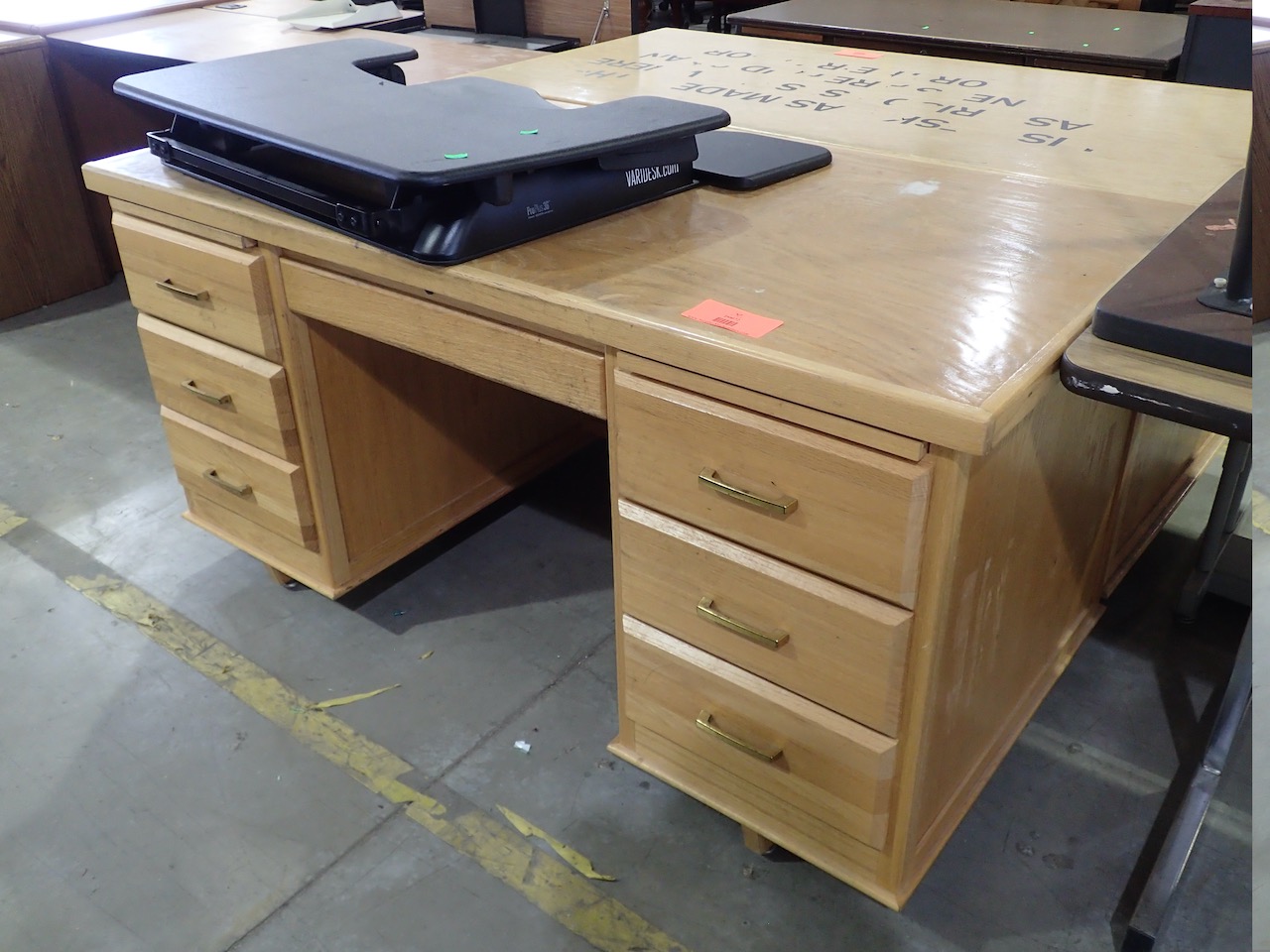 (1) Wooden Desk With (1) VariDesk Pro Plus 36 Rising Desktop | Surplus ...