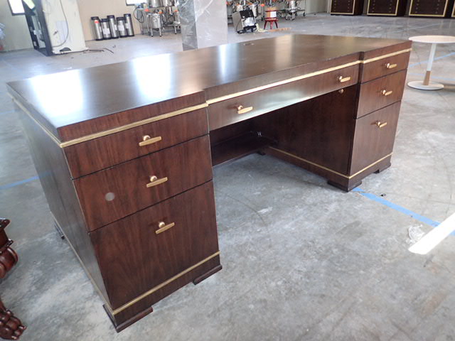 (1) Sligh Mahogany And Gold Leaf Executive Desk | Surplus Marketplace