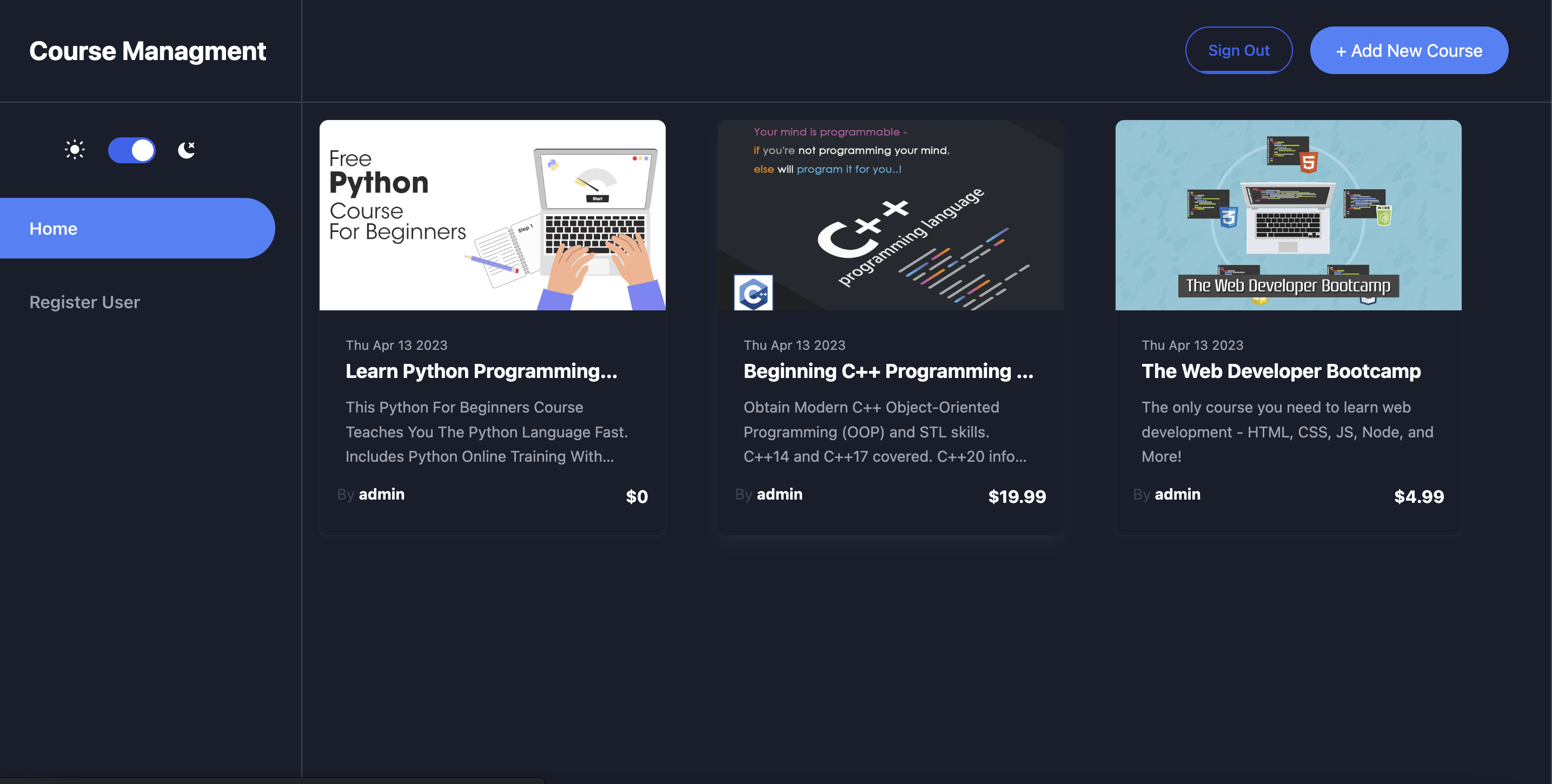 GitHub - Hunter-7010/course_management_system: Course Management Admin Dashboard