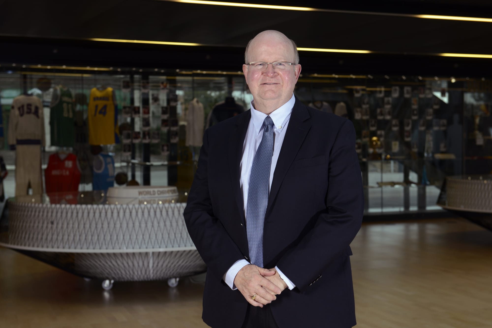 World Association of Basketball Coaches President Patrick Hunt receives ...