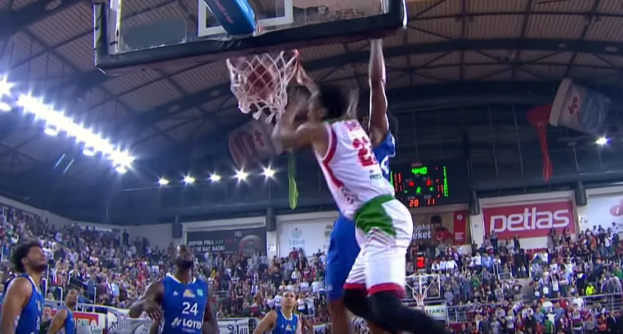 Josh Owens throws down lob on defender plus the foul | FIBA Basketball
