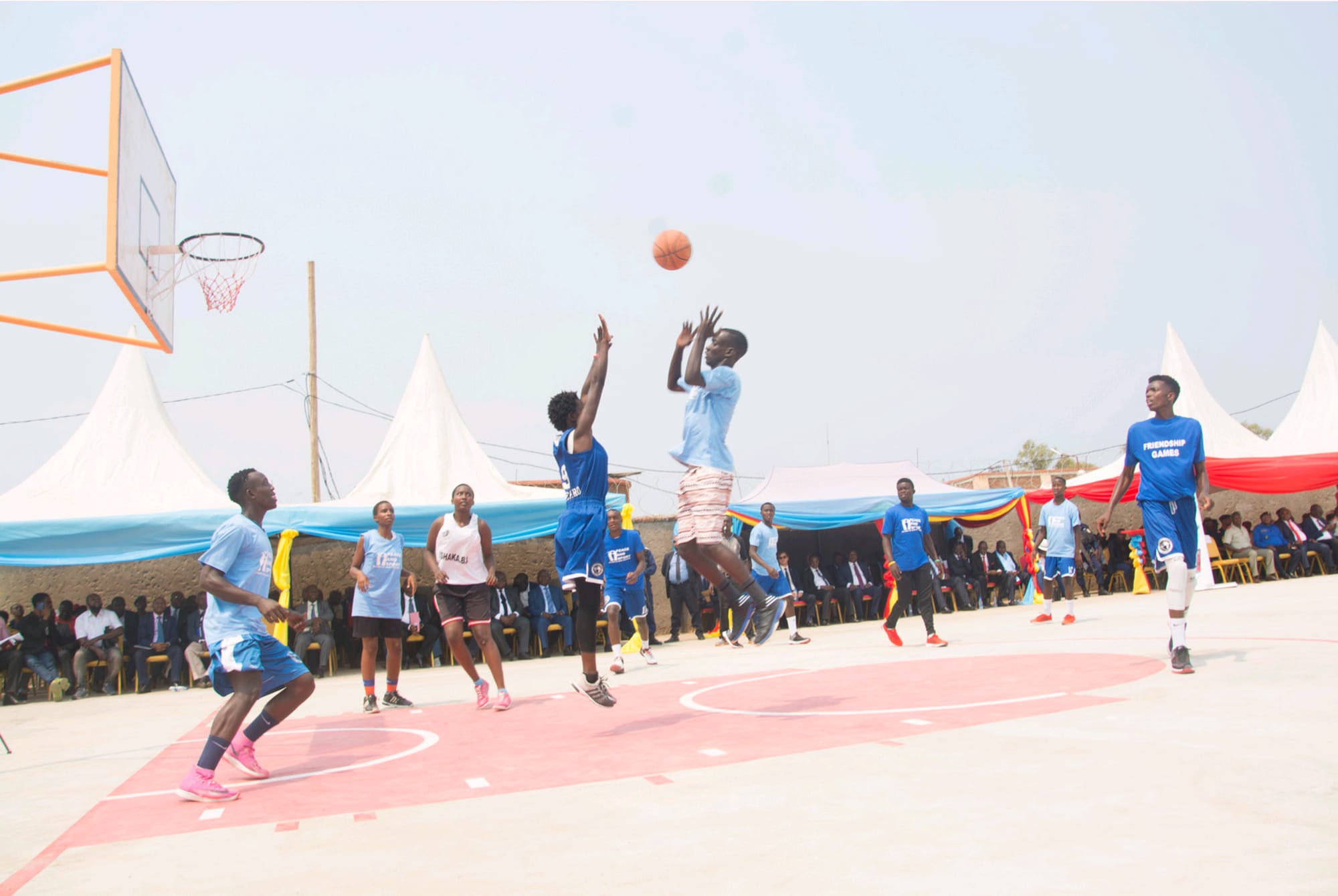 Burundi and Democratic Republic of Congo athletes playing basketball ...