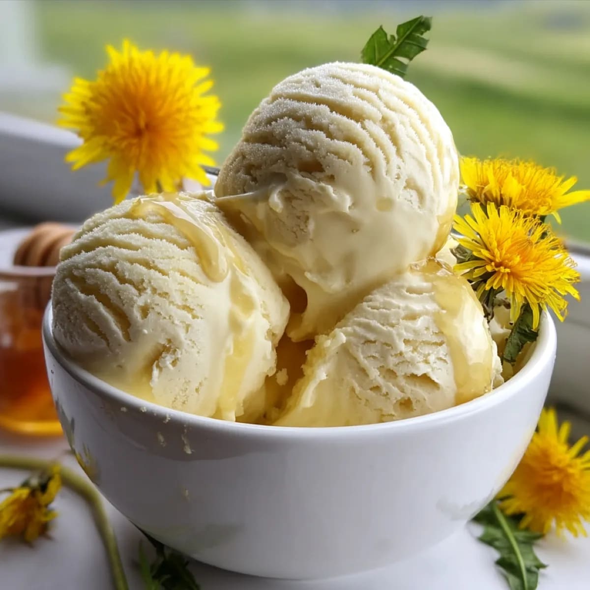 Dandelion Honey Ice Cream - Homemade Kitchen