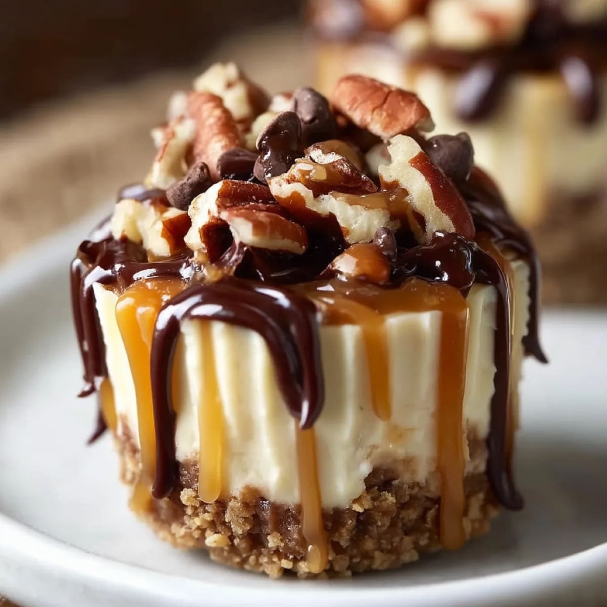 No-Bake Turtle Mini Cheesecakes - Homemade Kitchen
