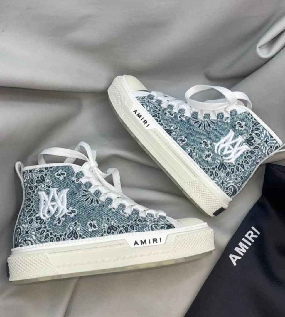 Amiri Clay Indigo Court Denim High Sneakers @ Nexotin App