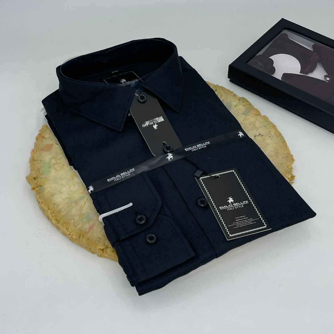 Emilio Bellini 100% Cotton Italy Style official blue black shirts for ...