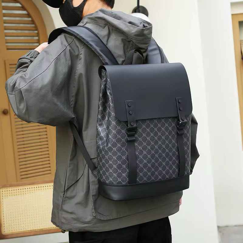 Luxury Black Canvas Leather Backpacks @ Nexotin App