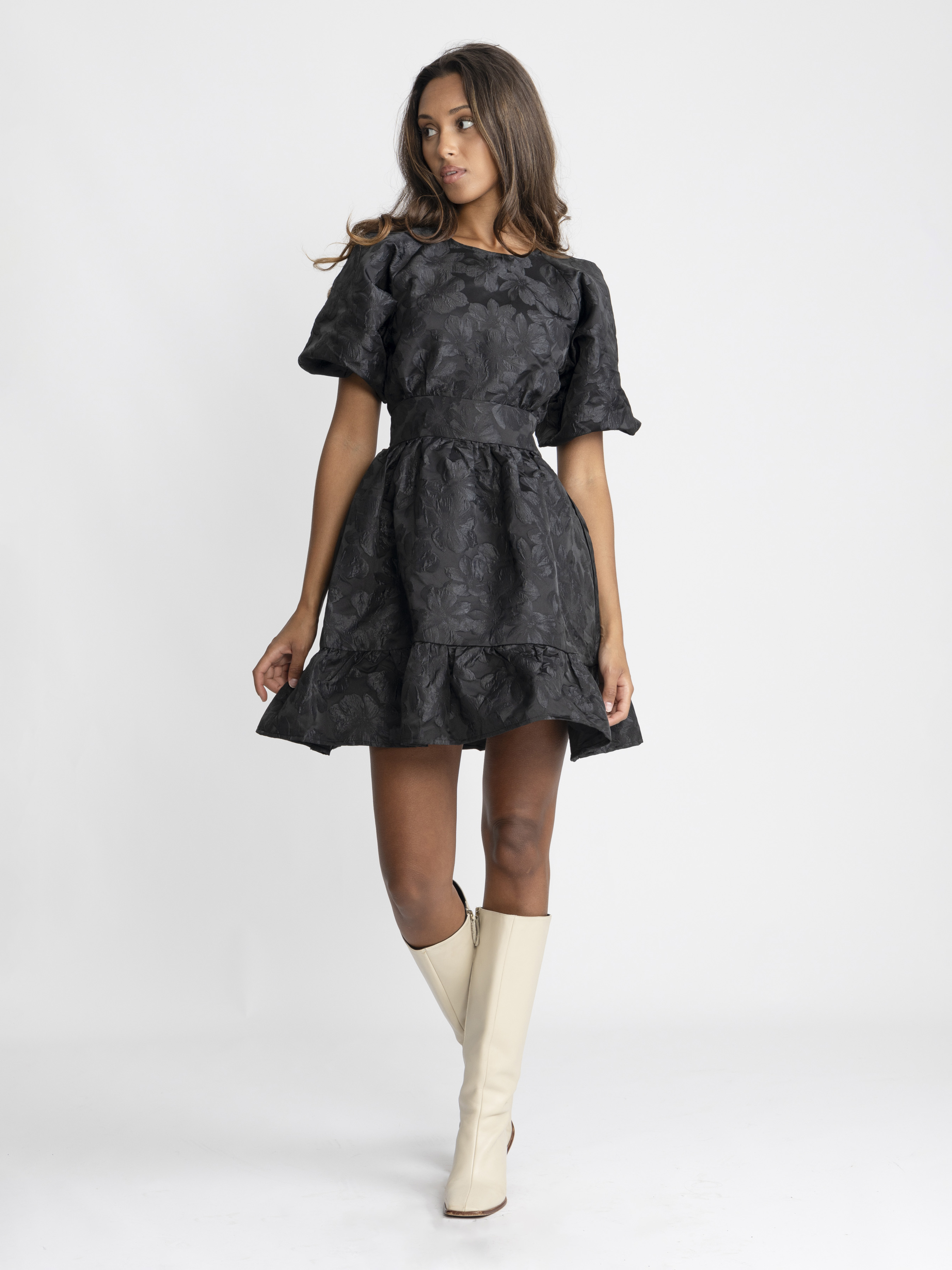 Svanhild Brocade Dress Black deguy.no
