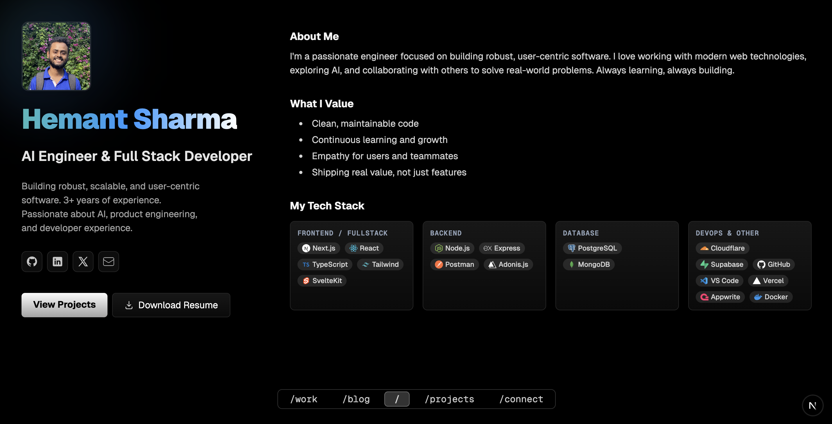 Hemant Sharma - Software Engineer & Full Stack Developer