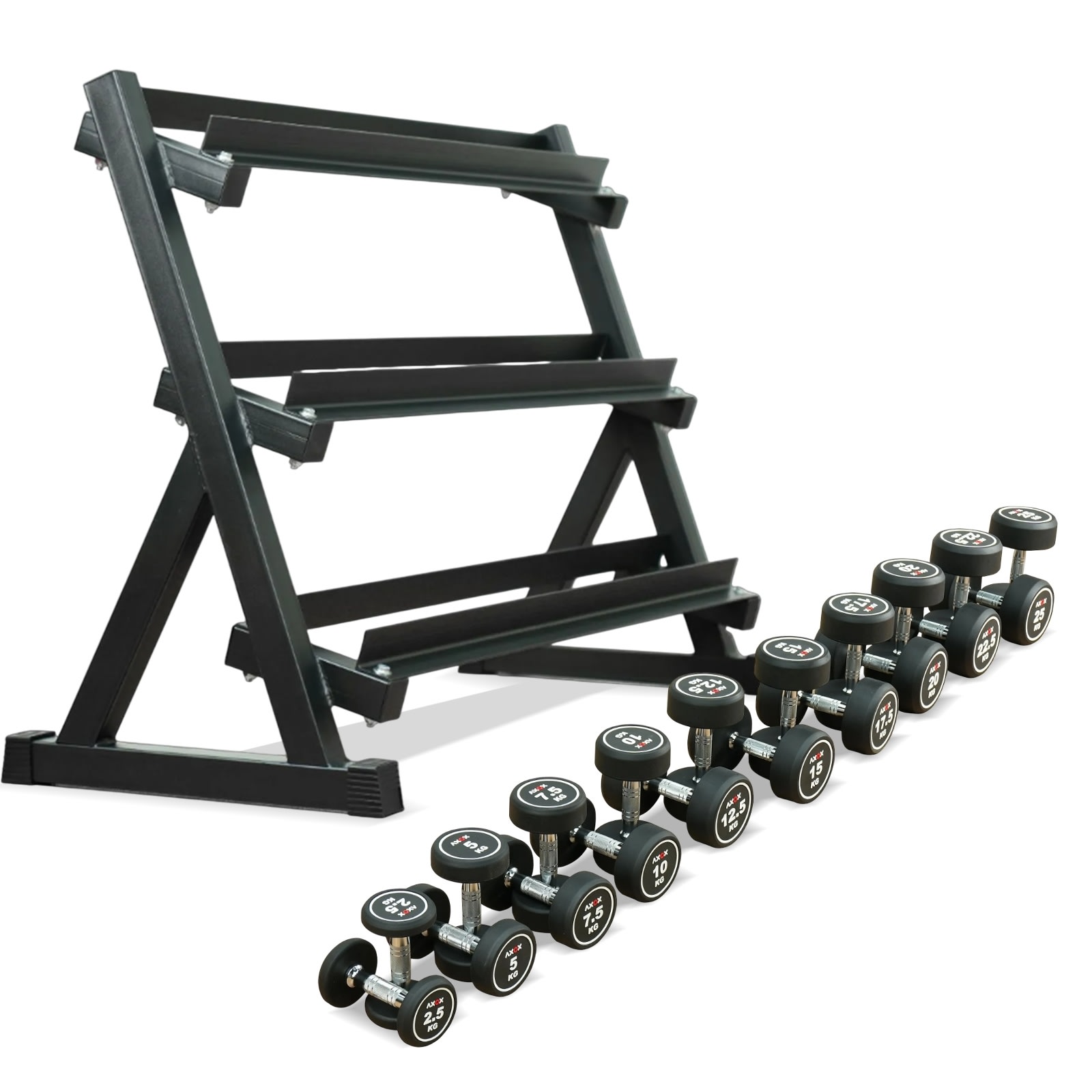 Axox Fitness Round Dumbbell Set with Rack | 2.5Kg - 25Kg - Axox Fitness