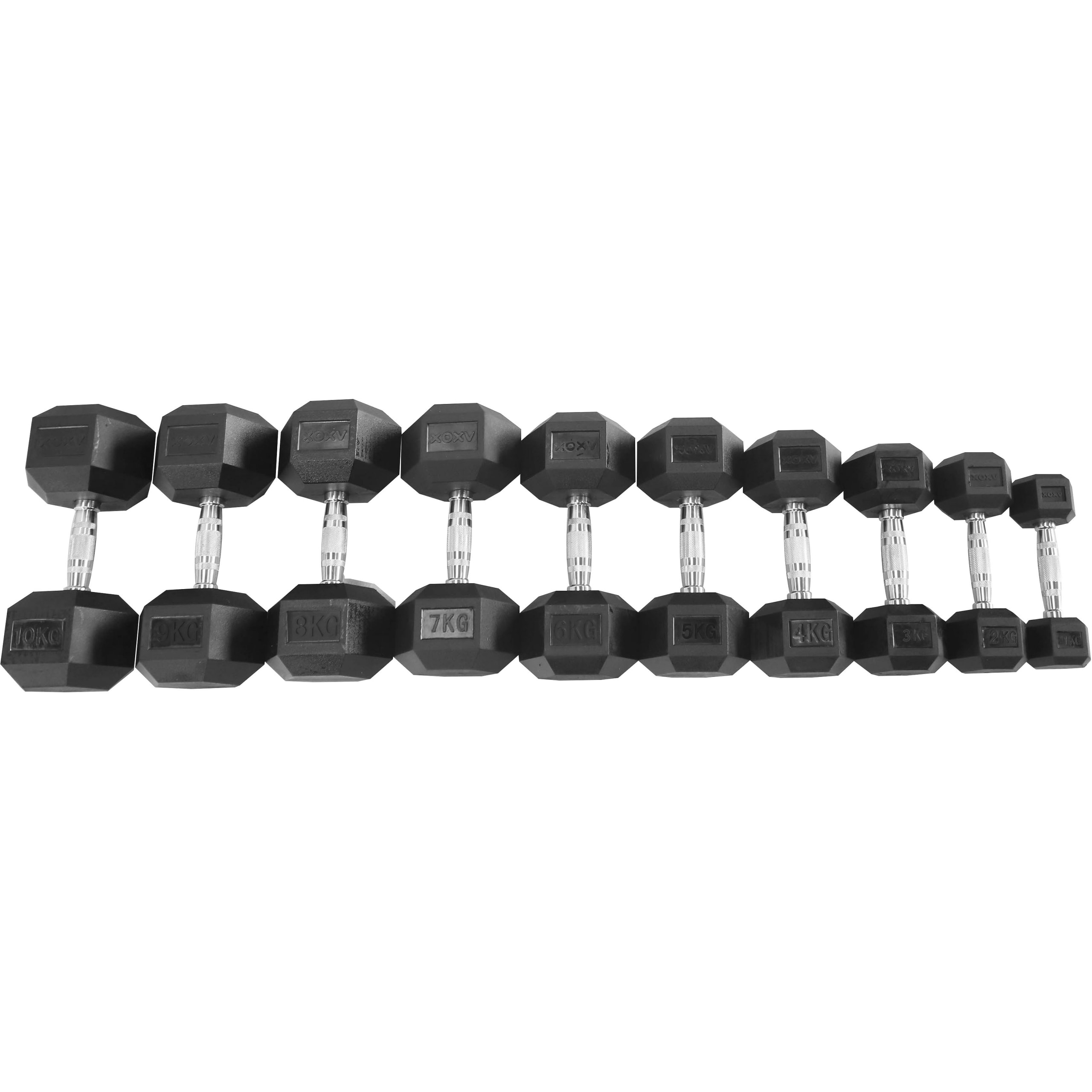 Axox Fitness Rubber Coated Hex Dumbbell Set | 1 - 10 KG - Axox Fitness