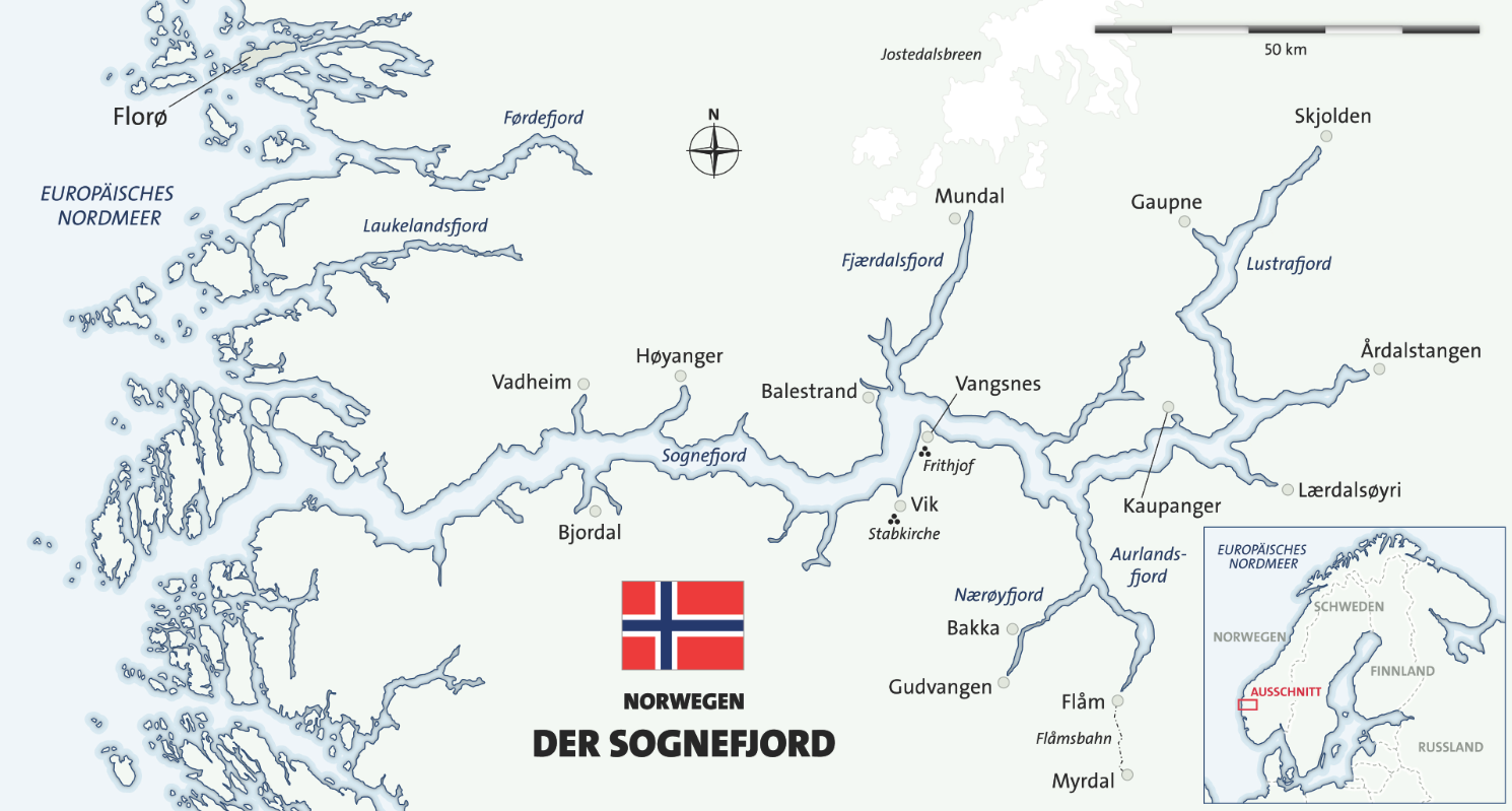 Sognefjord Map Central Sognefjord Map, 1910 By Waldin | Avenza Maps