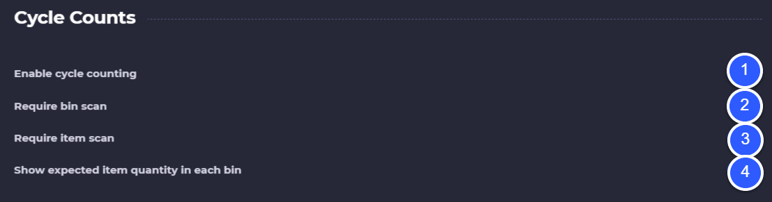 cycle count settings on skusavvy