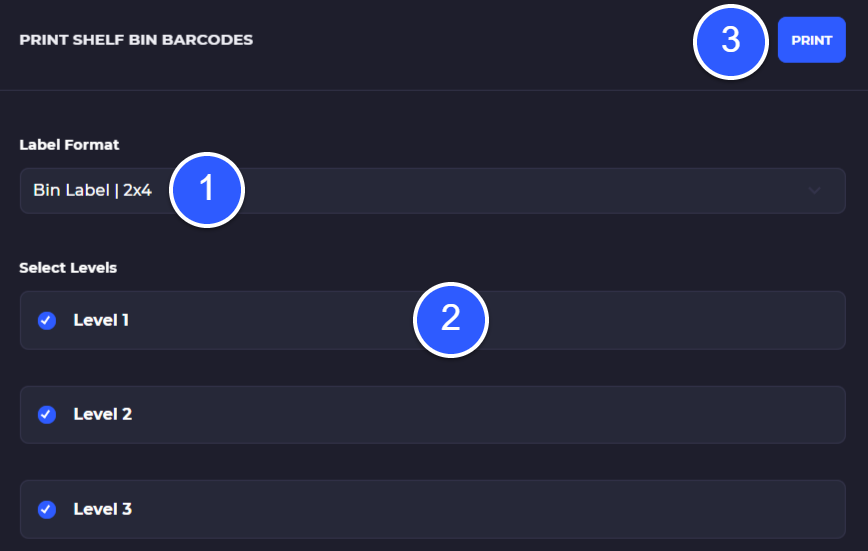 print shelf barcodes in the warehouse