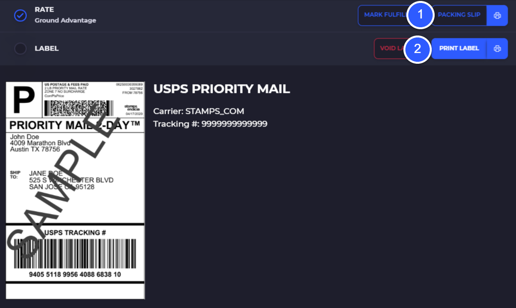 shipping label printing skusavvy wms for shopify