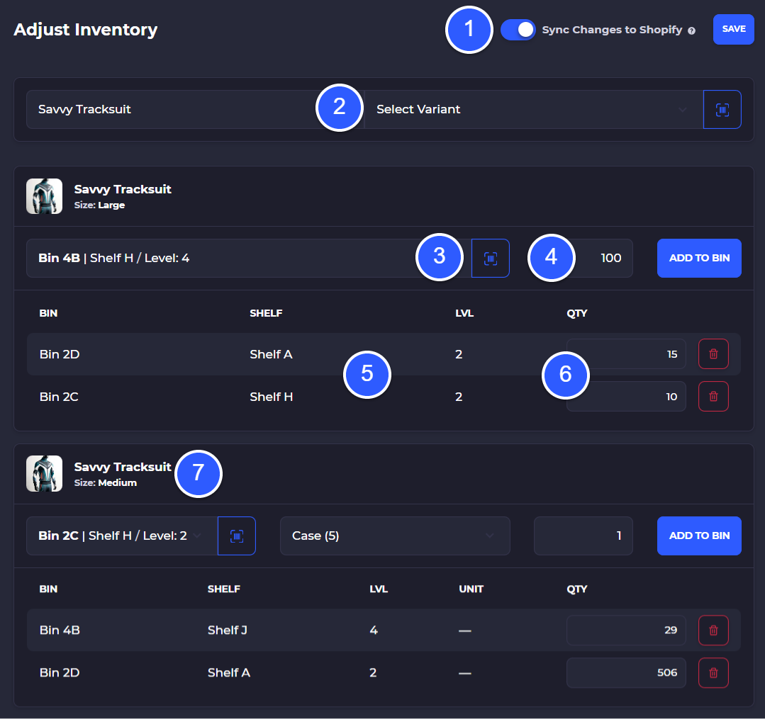 add inventory to a warehouse