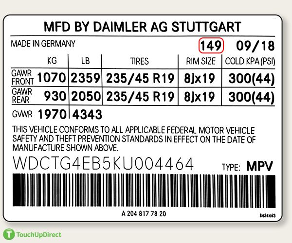 Mercedes Benz Touch Up Paint Color Codes Paint Code Location