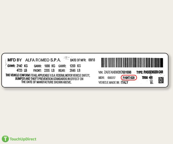 Alfa Romeo Touch Up Paint - Color Codes & Paint Code Location ...