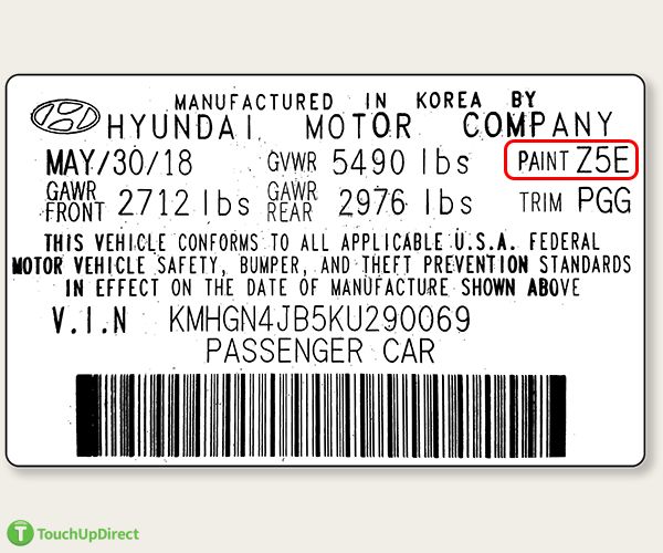 Genesis Touch Up Paint - Color Codes & Paint Code Location