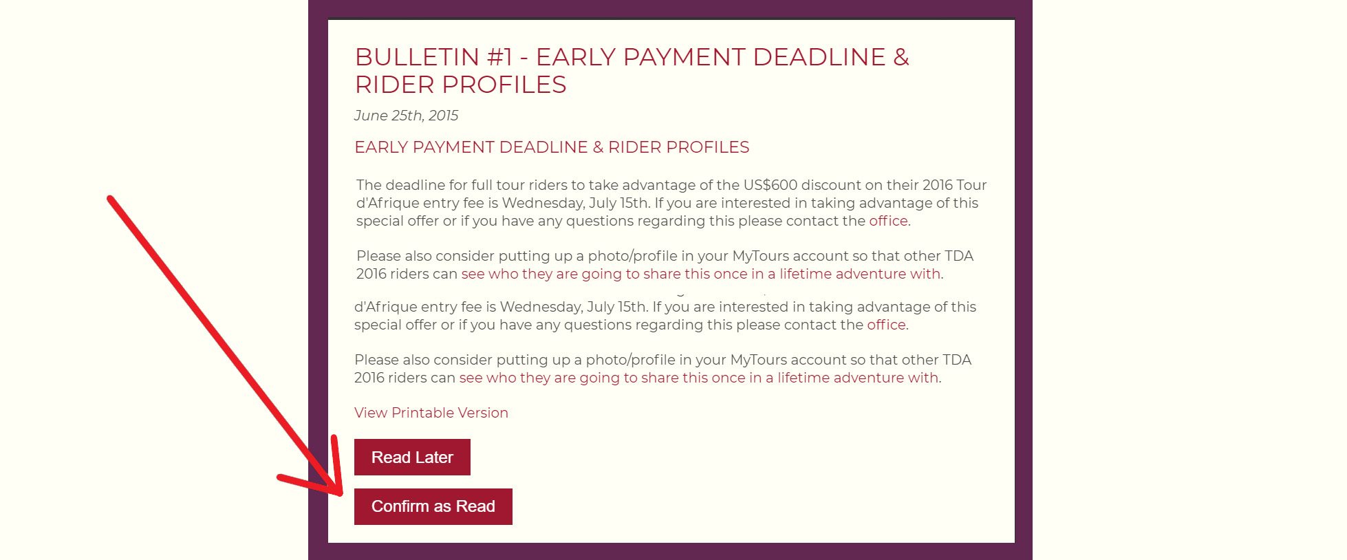 Registering for a Tour and Using MyTours | TDA Global Cycling