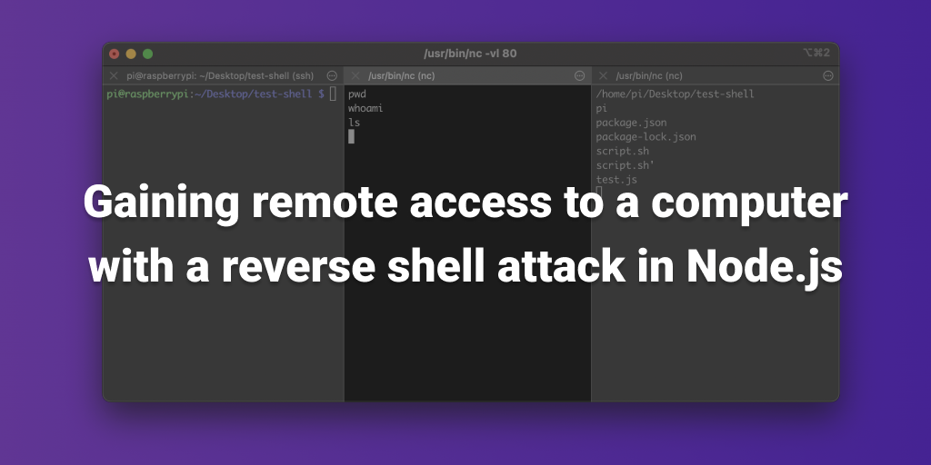 Gaining remote access to a computer with a reverse shell attack in Node ...