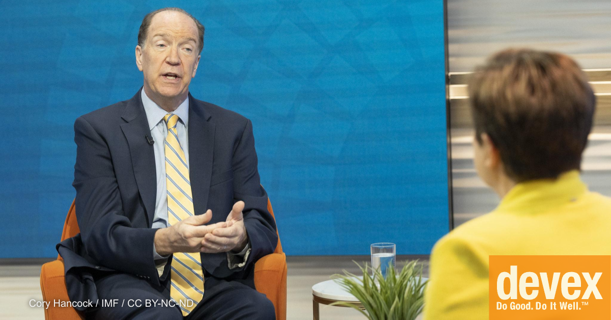 Malpass: Poverty reduction and climate change are 'the same breath' | Devex