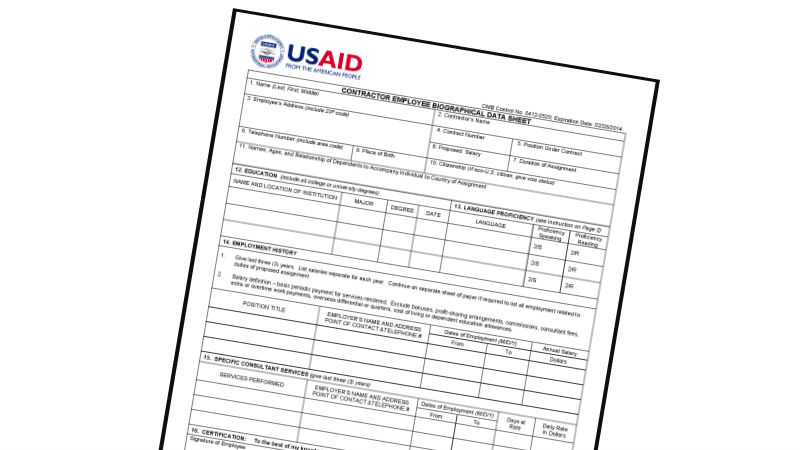 Usaid Biodata Form 1420 Fillable - Printable Forms Free Online