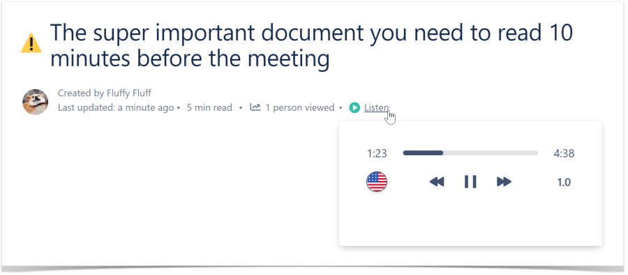 Listenly | Text-to-speech for Confluence | Devpost