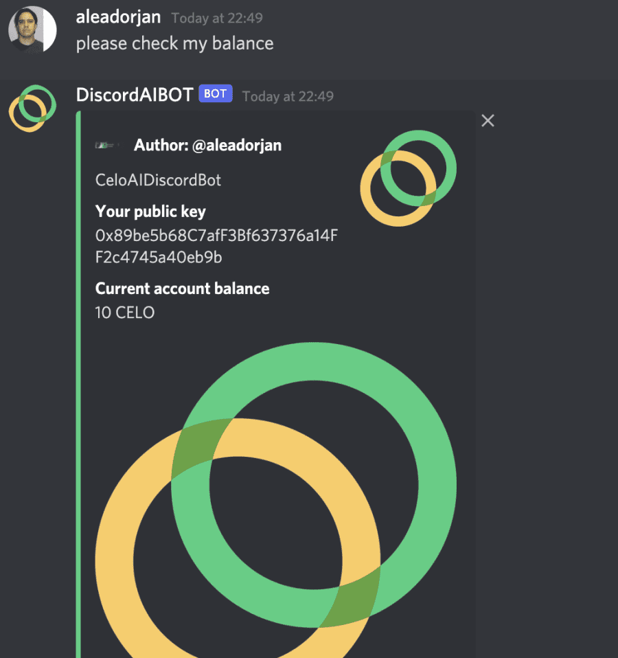 Celo AI DiscordBot | Devpost