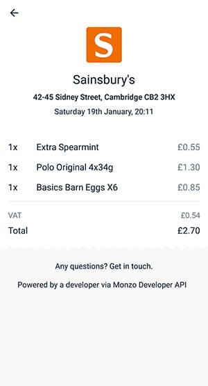 Automated Monzo Receipt Reader | Devpost